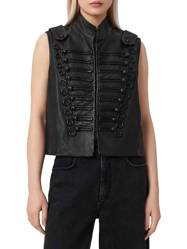 ALLSAINTS Rummy Leather Vest - Black