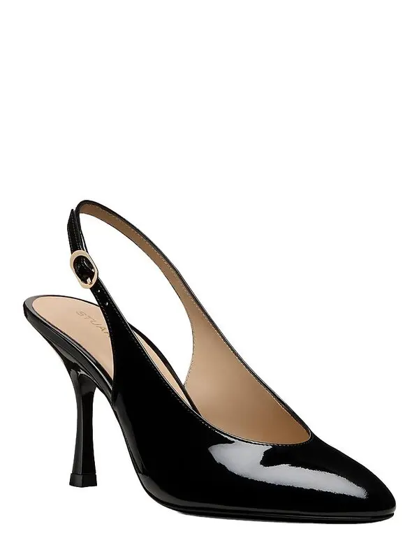 STUART WEITZMAN Madison Patent Leather Slingback Pumps - Black