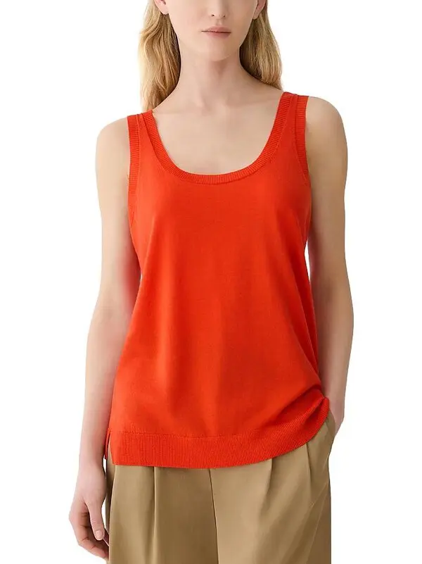 Lafayette 148 New York Scoop Front Sweater Tank - Orange Poppy