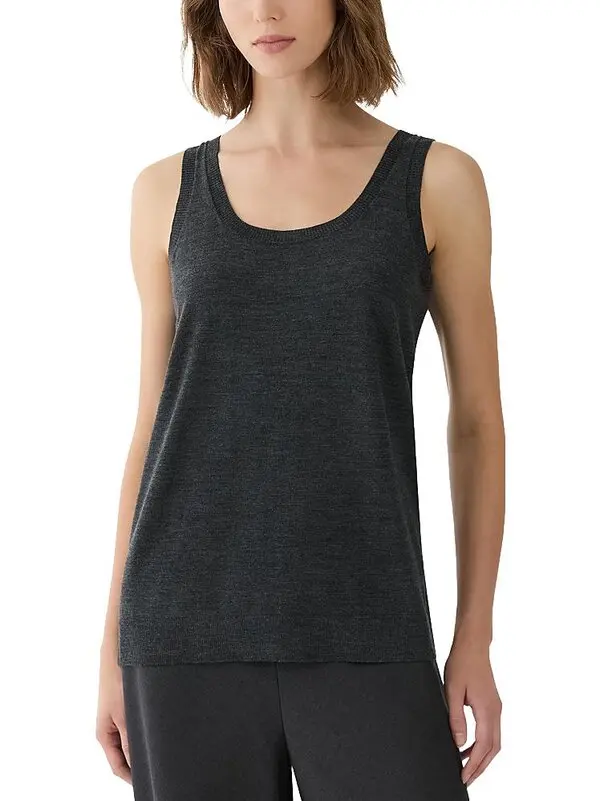 Lafayette 148 New York Scoop Front Sweater Tank - Smoke