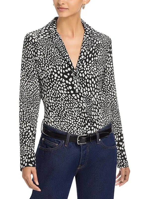 Rag & Bone Sade Printed Blouse - Black Leopard
