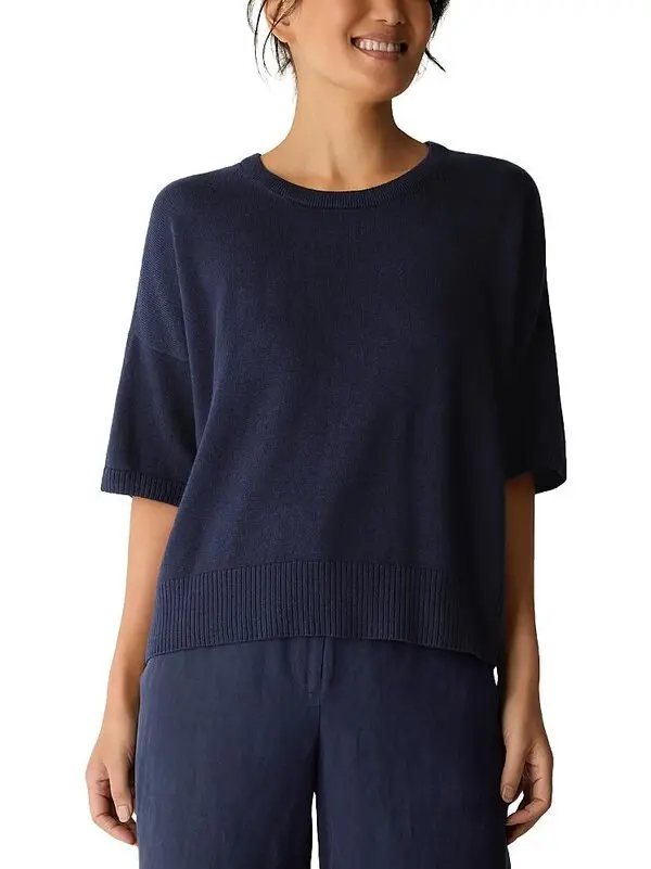Eileen Fisher Crewneck Elbow Sleeve Sweater - Ink