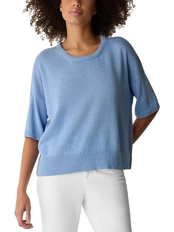 Eileen Fisher Crewneck Elbow Sleeve Sweater - Sky Light