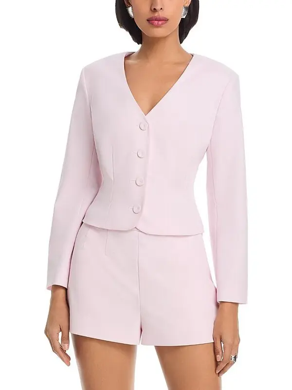 French Connection Tailored Cropped Jacket - Pink Icing