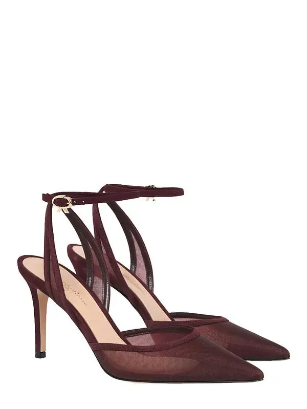 GIANVITO ROSSI Dorotea D'orsay 85 Ankle Pump - Dark Red Leather