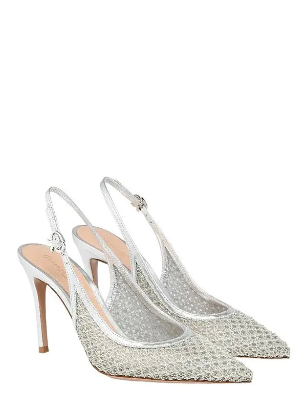 GIANVITO ROSSI Nikki Slingback Pumps - Silver Fabric