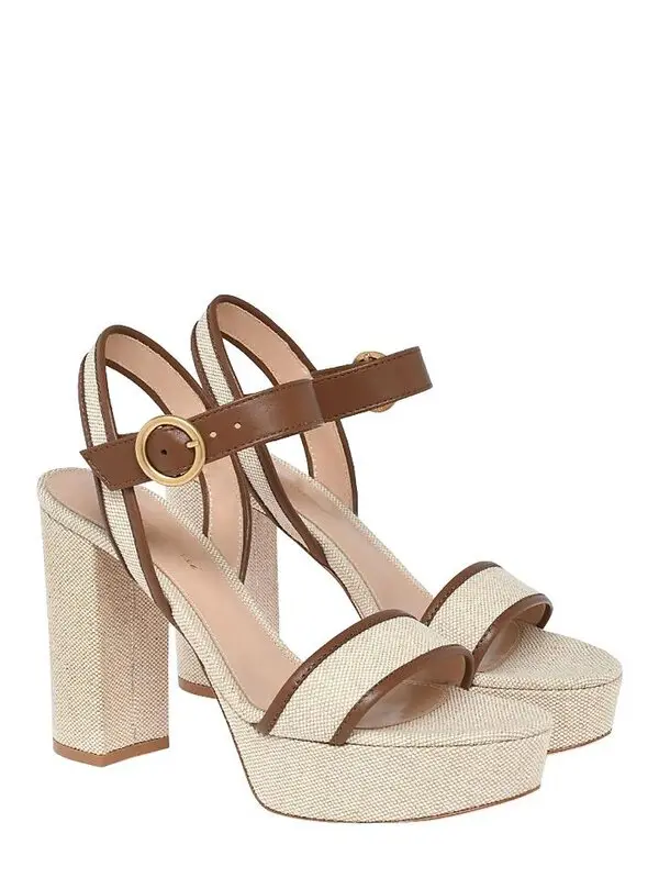 GIANVITO ROSSI Milos Platform Sandals - Brown Leather And Fabric