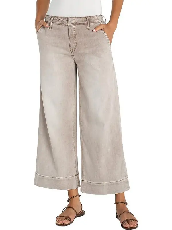 LIVERPOOL Weekender High-rise Cropped Wide Leg Jeans - Antique Khaki