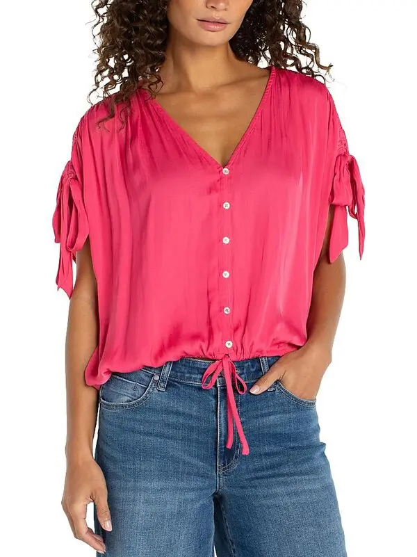 LIVERPOOL Dolman Sleeve V-neck Top - Perfect Pink