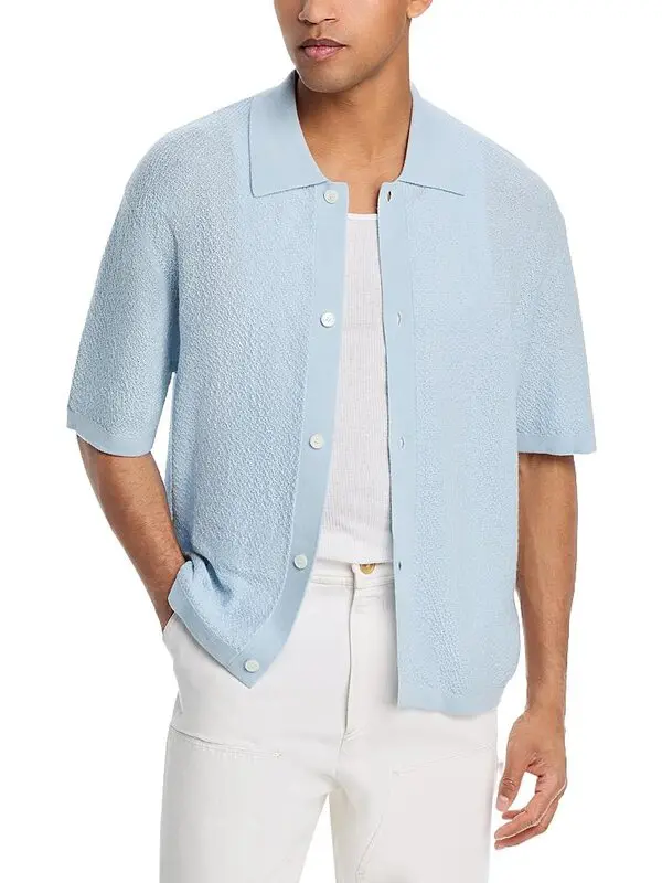 FRAME Short Sleeve Cardigan Sweater - Pale Blue