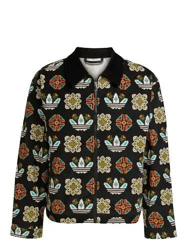 Adidas Monogram Print Coach Jacket - Black