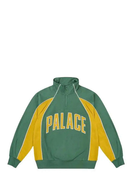 PALACE Courtside 1/4 Zip Top - Racey Green/sunny Yellow