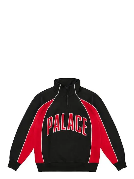 PALACE Courtside 1/4 Zip Top - Black/truest Red
