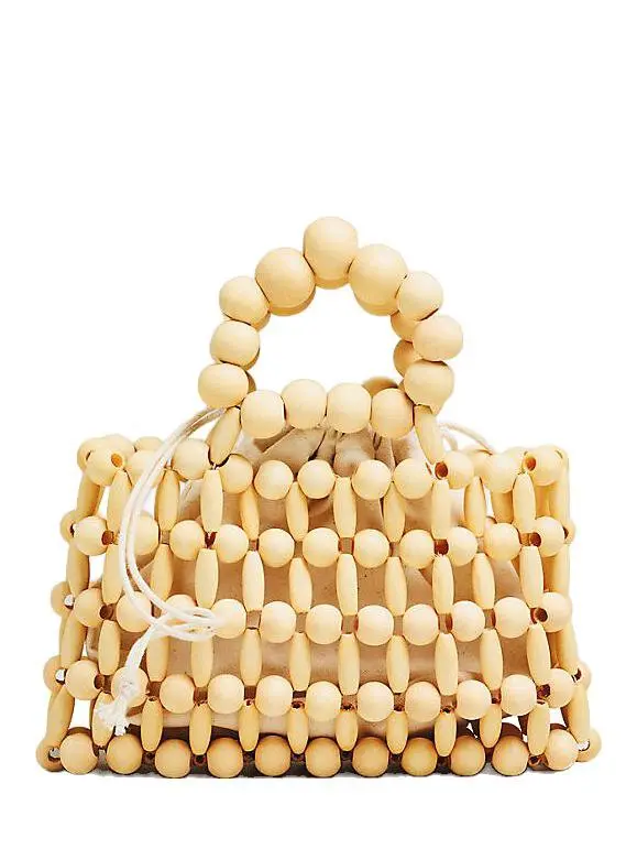 Anthropologie Wood Bead Top-handle Mini Satchel - Natural