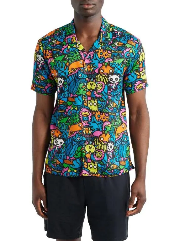 BOARDIES Munday Jungle Print Camp Shirt - Multi