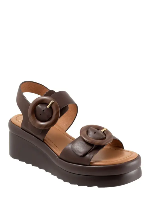 Eos Menorca Slingback Platform Wedge Sandal - Chestnut