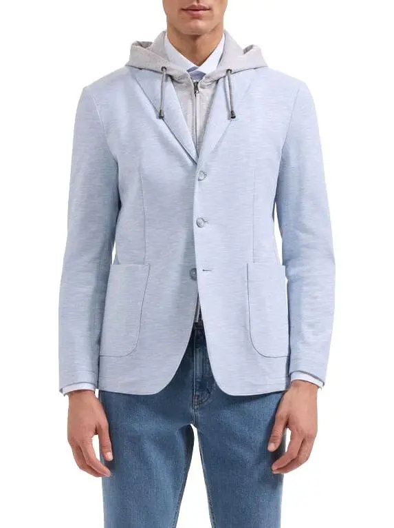 Bugatchi Cotton Mélange Piqué Blazer With Removable Hooded Bib - Hazy Blue
