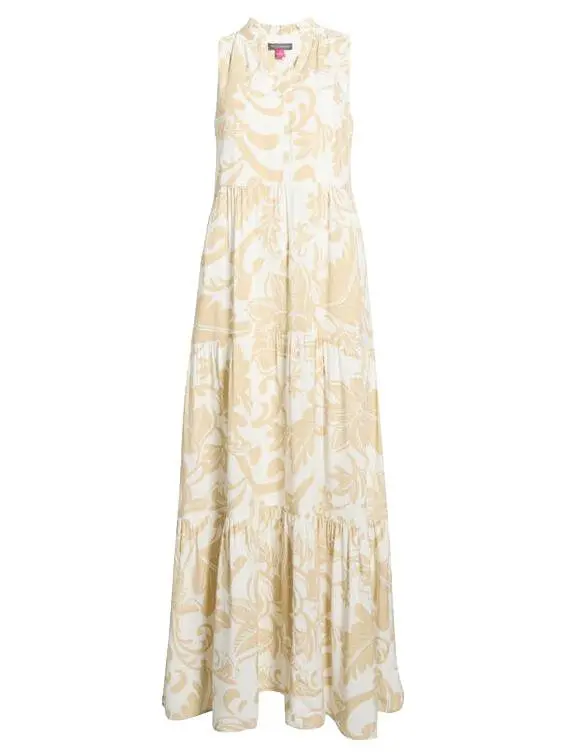 Vince Camuto Sleeveless Tiered Maxi Dress - Camel
