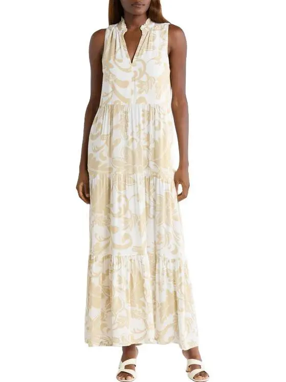Vince Camuto Sleeveless Tiered Maxi Dress - Camel