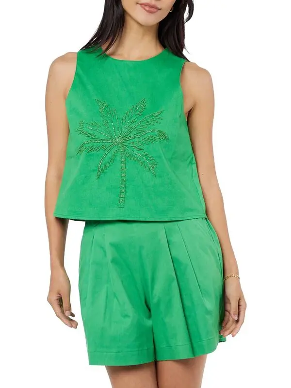 CIEBON Berit Beaded Palm Tank - Green
