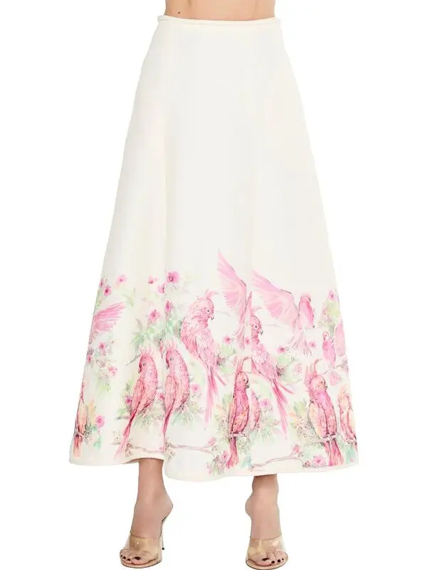 CIEBON Printed A-line Skirt - Cream Multi
