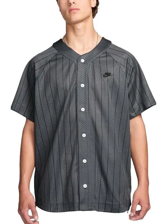 Nike Club Stripe Mesh Baseball Jersey - Iron Grey/black