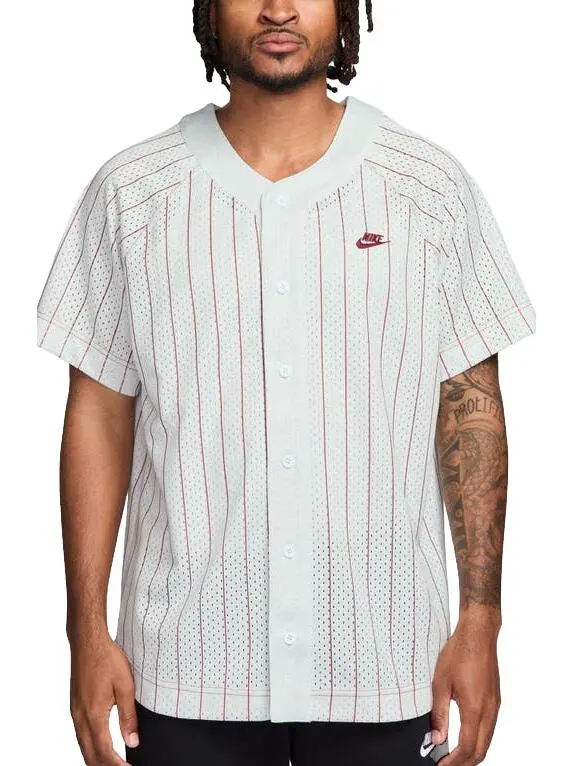 Nike Club Stripe Mesh Baseball Jersey - Photon Dust/team Crimson
