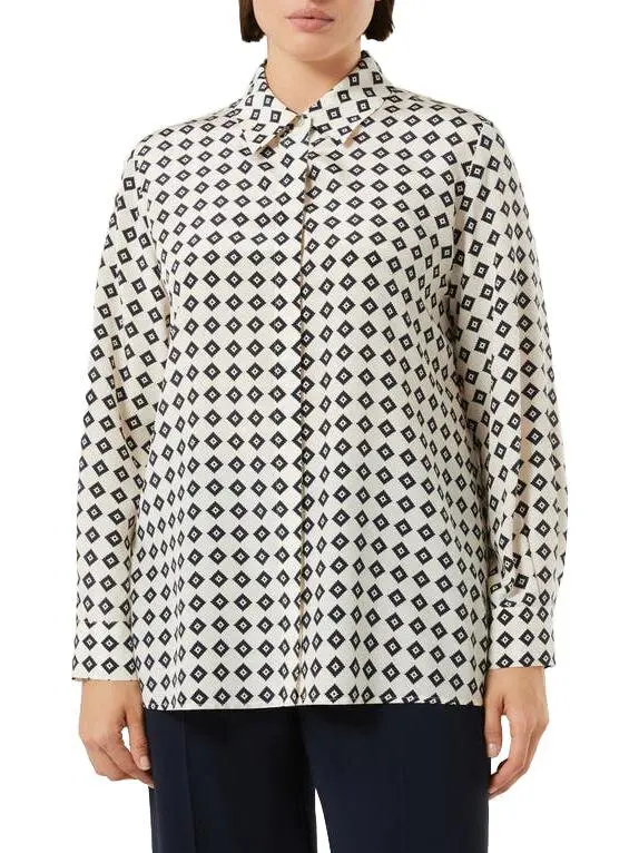 Marina Rinaldi Lusso Silk Button-up Shirt - Ivory