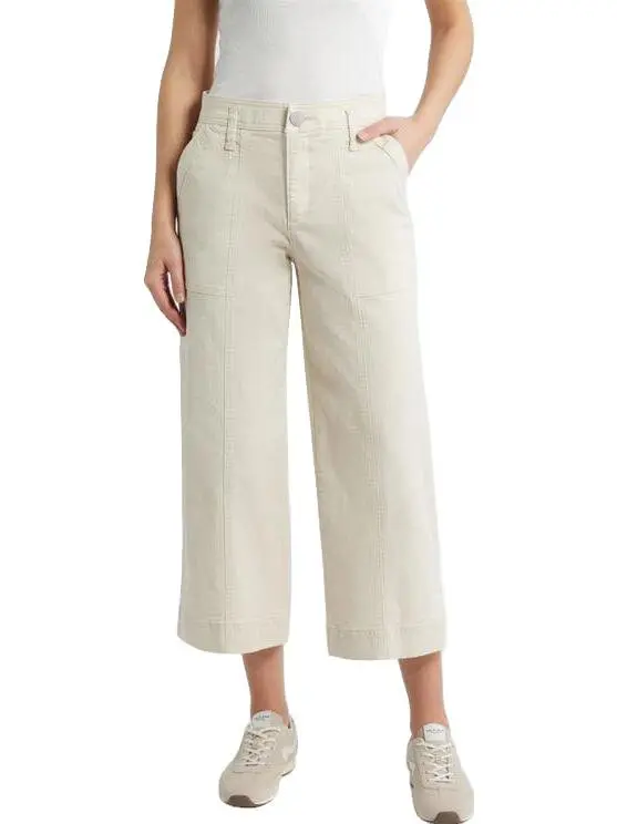 Wit & Wisdom Skyrise Crop Wide Leg Utility Pants - Blanched Almond