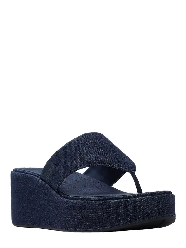 Fitflop Platfform Denim Wedge Toe-post Sandals - Dark Denim