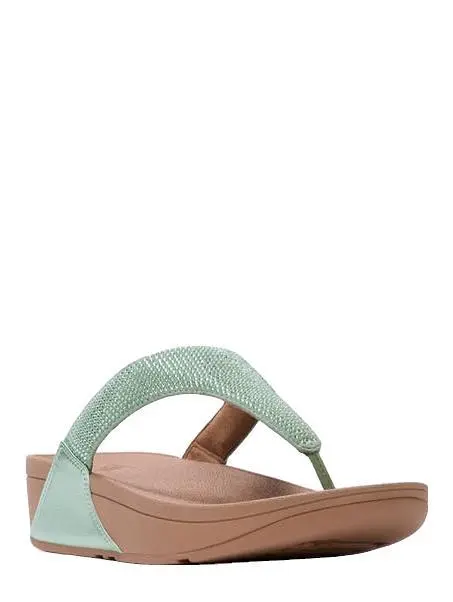 Fitflop Lulu Crystal Embellished Toe-post Sandals - Metallic Frosted Sage