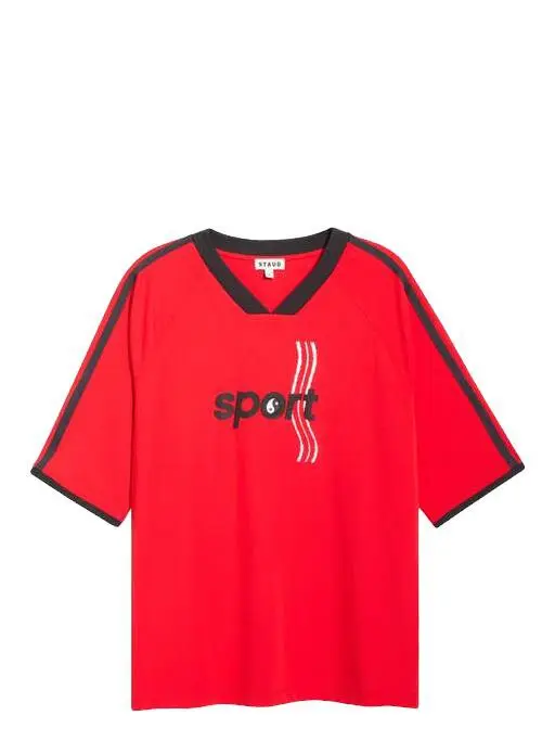 Staud Axis Jersey Graphic Top - Cardinal