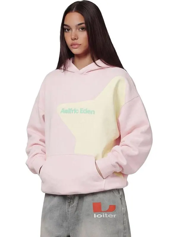 AELFRIC EDEN Star Graphic Color Block Hoodie - Pink