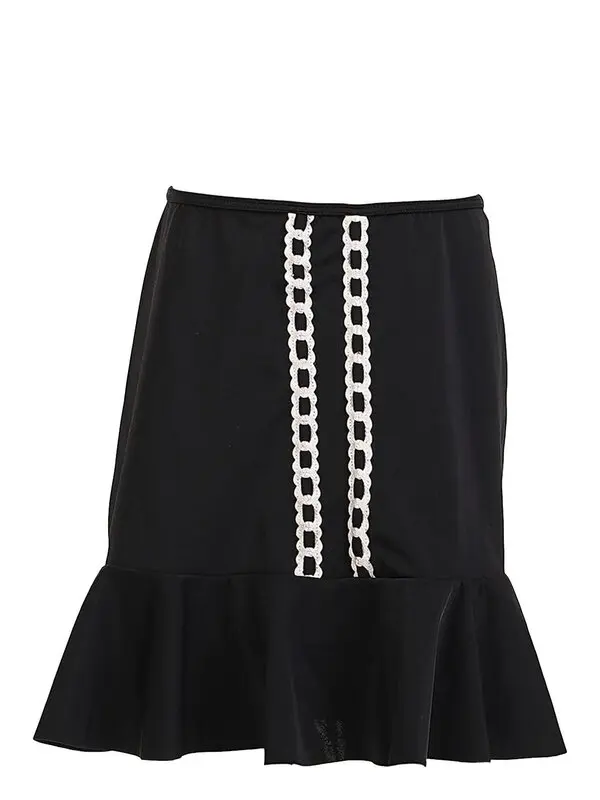 NESSI BYRD Cover-up Skirt With Ruffled Hem And Decorative Embroidery - Black
