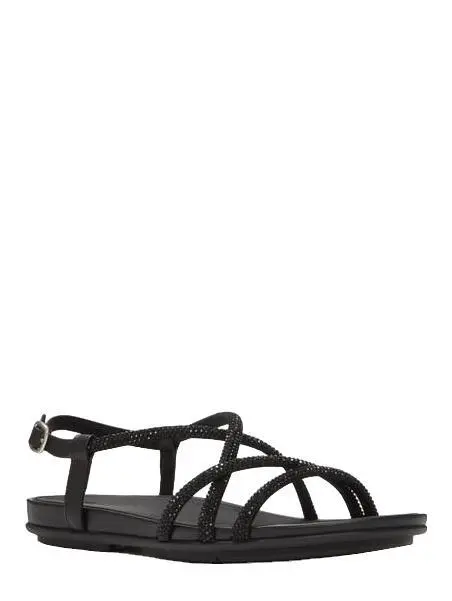 Fitflop Gracie Crystal Strappy Sandals - All Black