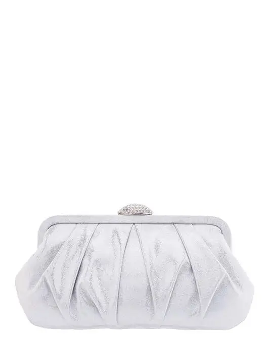 Nina Concord Frame Clutch - Silver