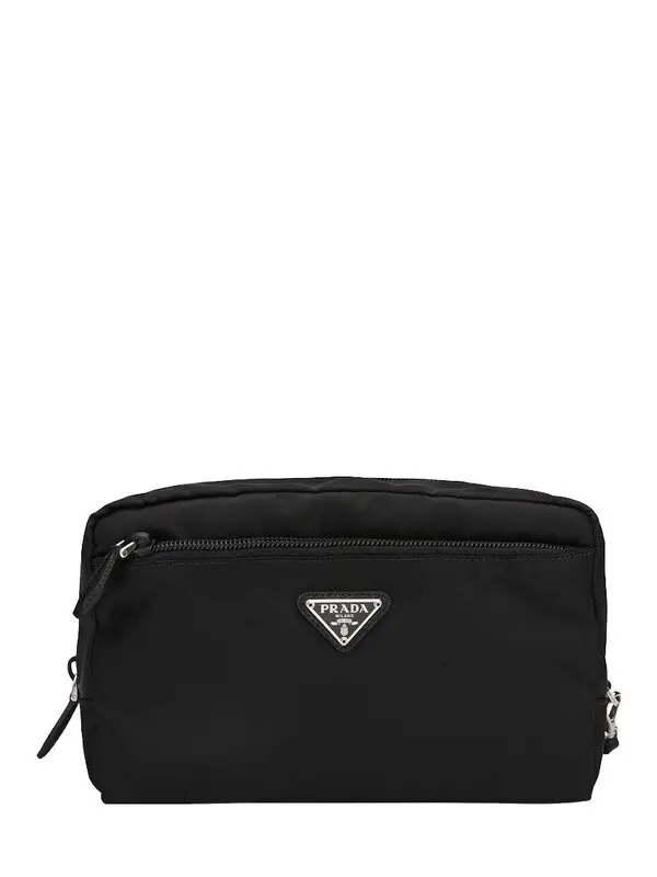Prada Logo Plaque Clutch - Black