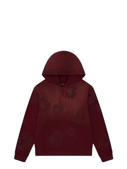 DENIM TEARS Faded Mono Cotton Wreath Hoodie - Beet Root