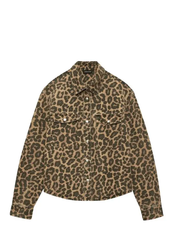 ANINE BING Leopard Print Paxton Shirt - Brown