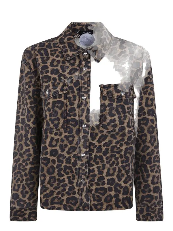 ANINE BING Leopard Print Paxton Shirt - Brown