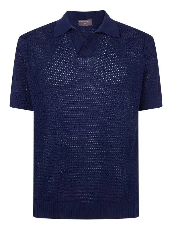 FILIPPO DE LAURENTIIS Short Sleeves "skipper" Polo Shirt - Blue