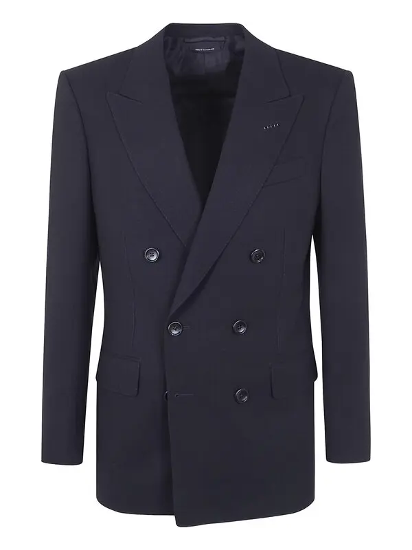 TOM FORD Double-breasted Wool Jacket - Black