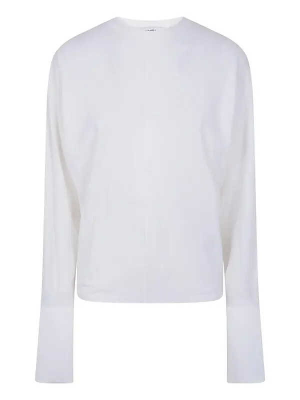 DARKPARK Shirt Cuff Long Sleeve Crewneck Top - White