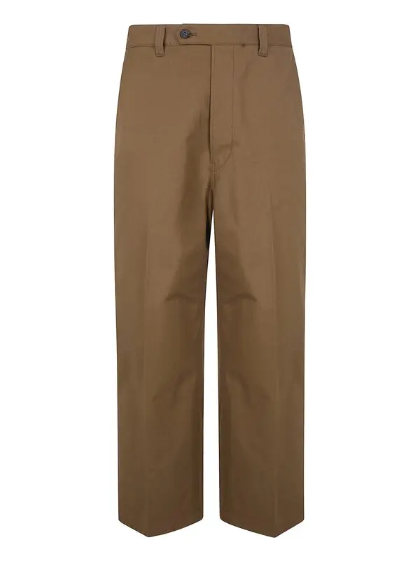 Comme Des Garçons Cotton Wide Straight Leg Trousers - Brown