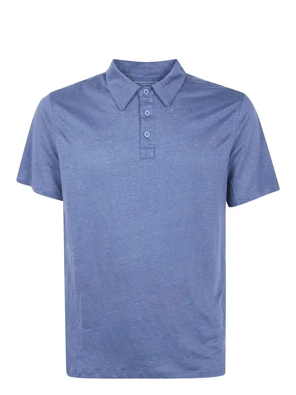 Majestic International Linen Short Sleeves Polo Shirt - Blue