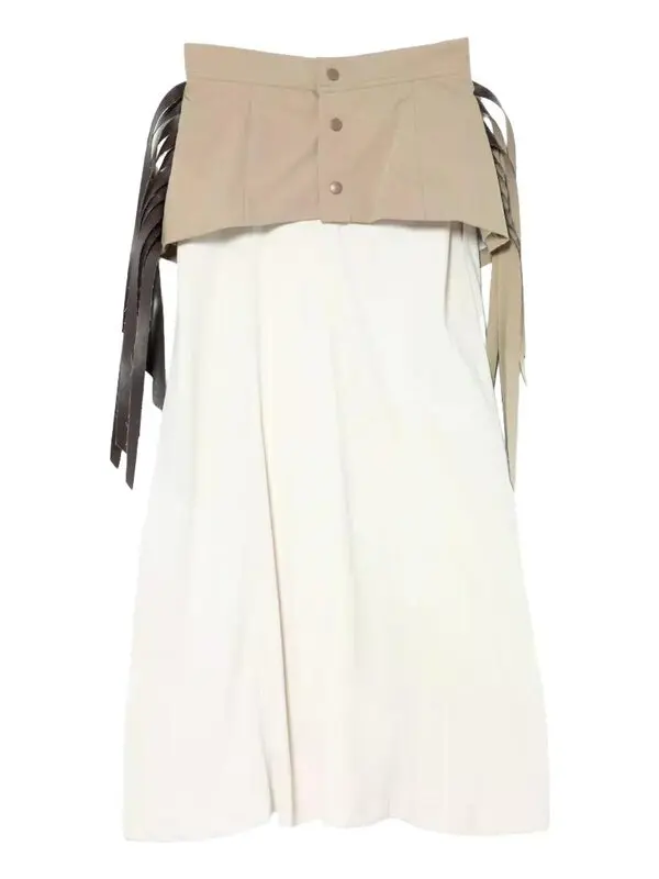 Toga Panelled Fringe Twill Skirt - Neutrals