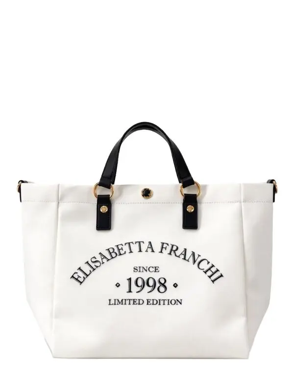 Elisabetta Franchi Cotton Tote Bag - White
