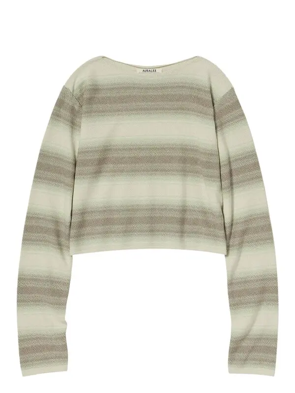 Auralee Gradient Stripe Boat Neck Knit - Green