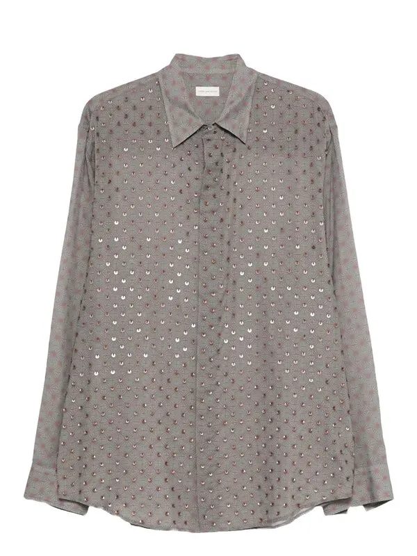 Dries Van Noten Starburst Polka Dot Print Shirt - Grey