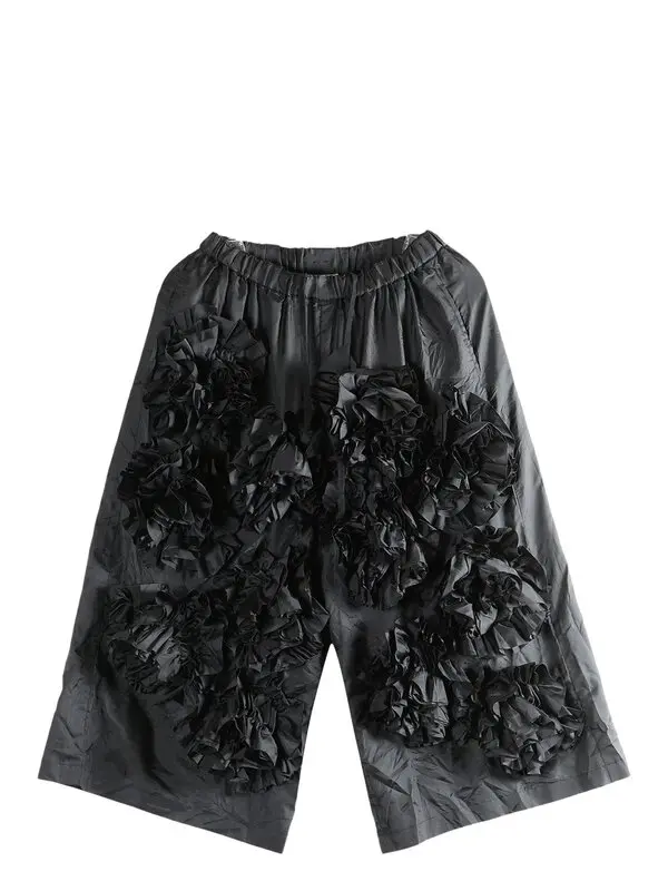 Comme Des Garçons Draped Flower-detail Pants - Black